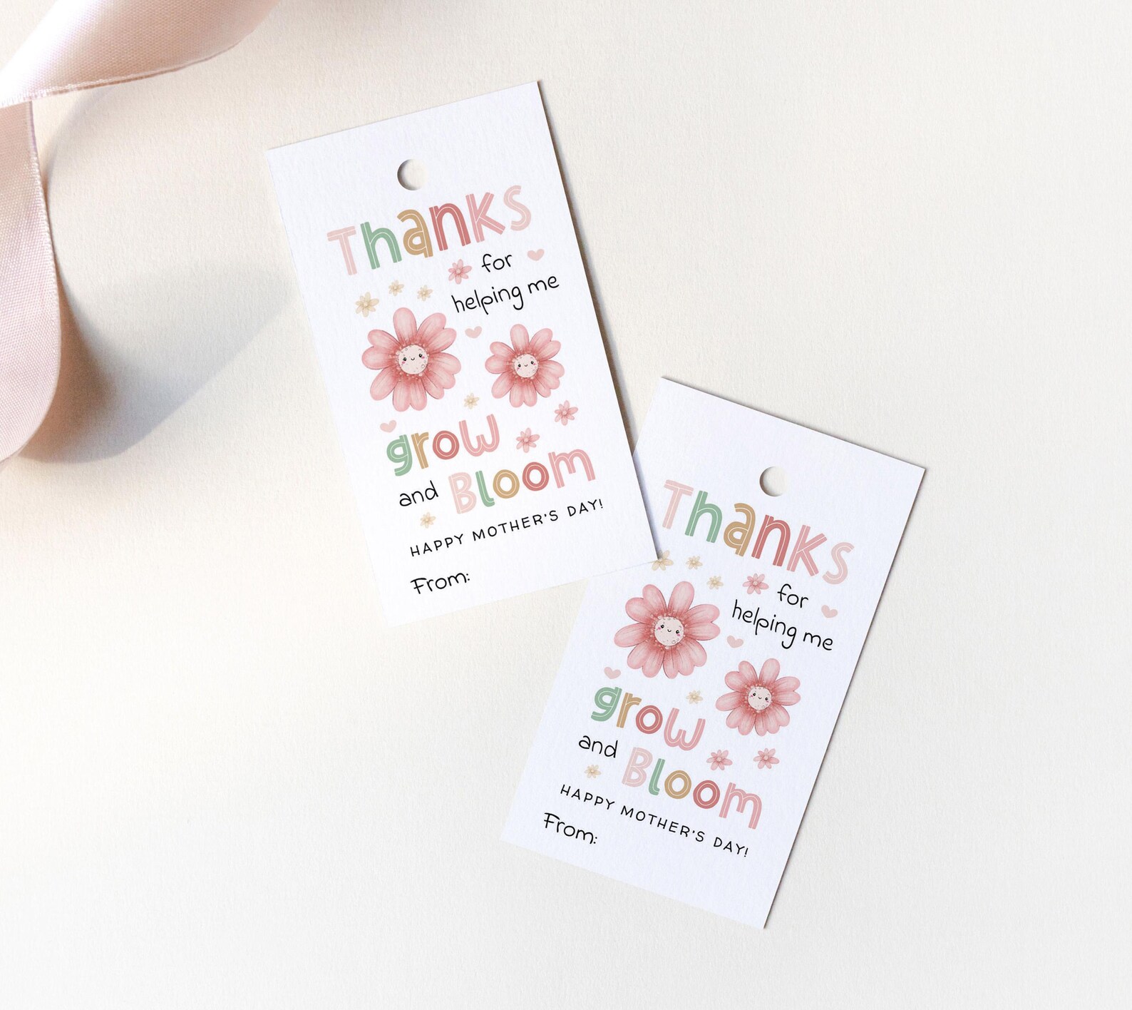 Thank You for Helping Me Grow and Bloom Tag, Printable Happy Mother's ...