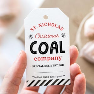 Coal Company Tag, Coal Cookies Tag, Printable Merry Christmas Favor ...