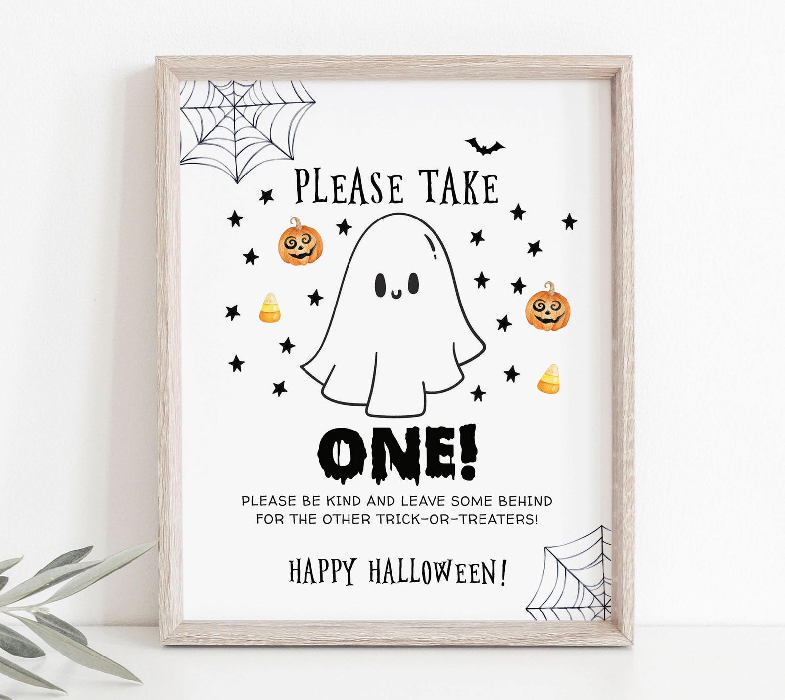 Please Take One Treat Sign, Trick or Treat Table Sign, Printable Happy ...
