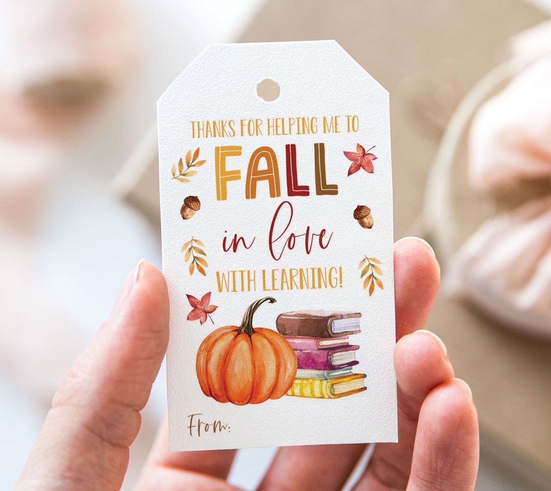 Thanks for Helping Me to Fall in Love With Learning Tag, Printable Fall ...