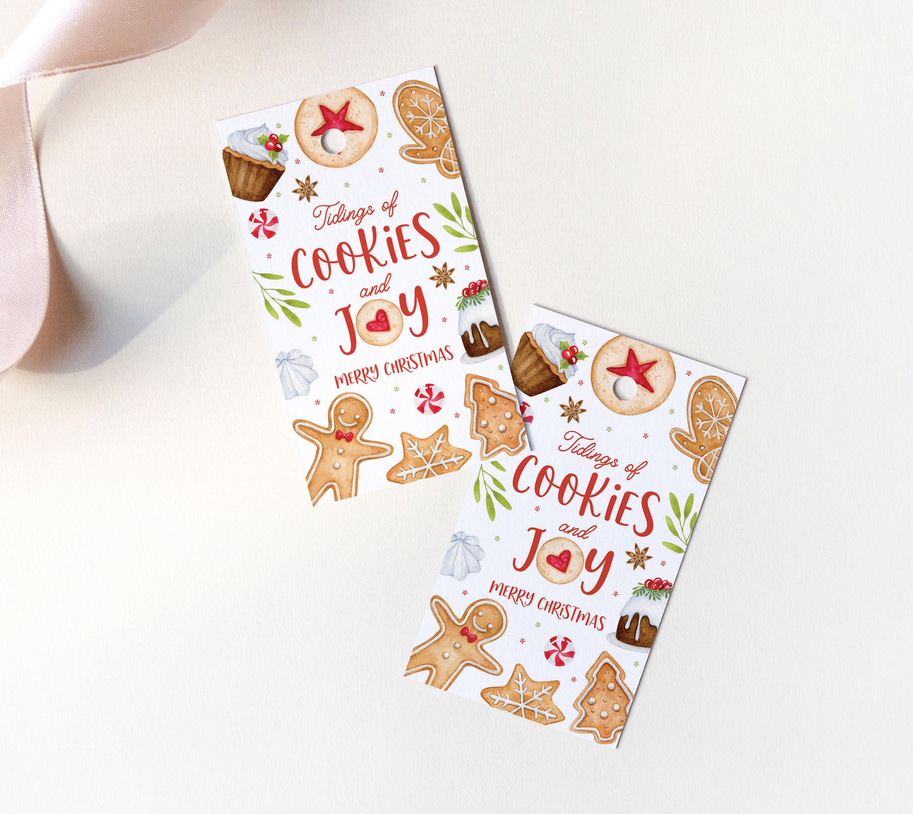 Tidings of Cookies and Joy Tag, Printable Merry Christmas Favor Tags ...