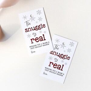 The Snuggle is Real Tag, Printable Merry Christmas Favor Tags, Plaid ...