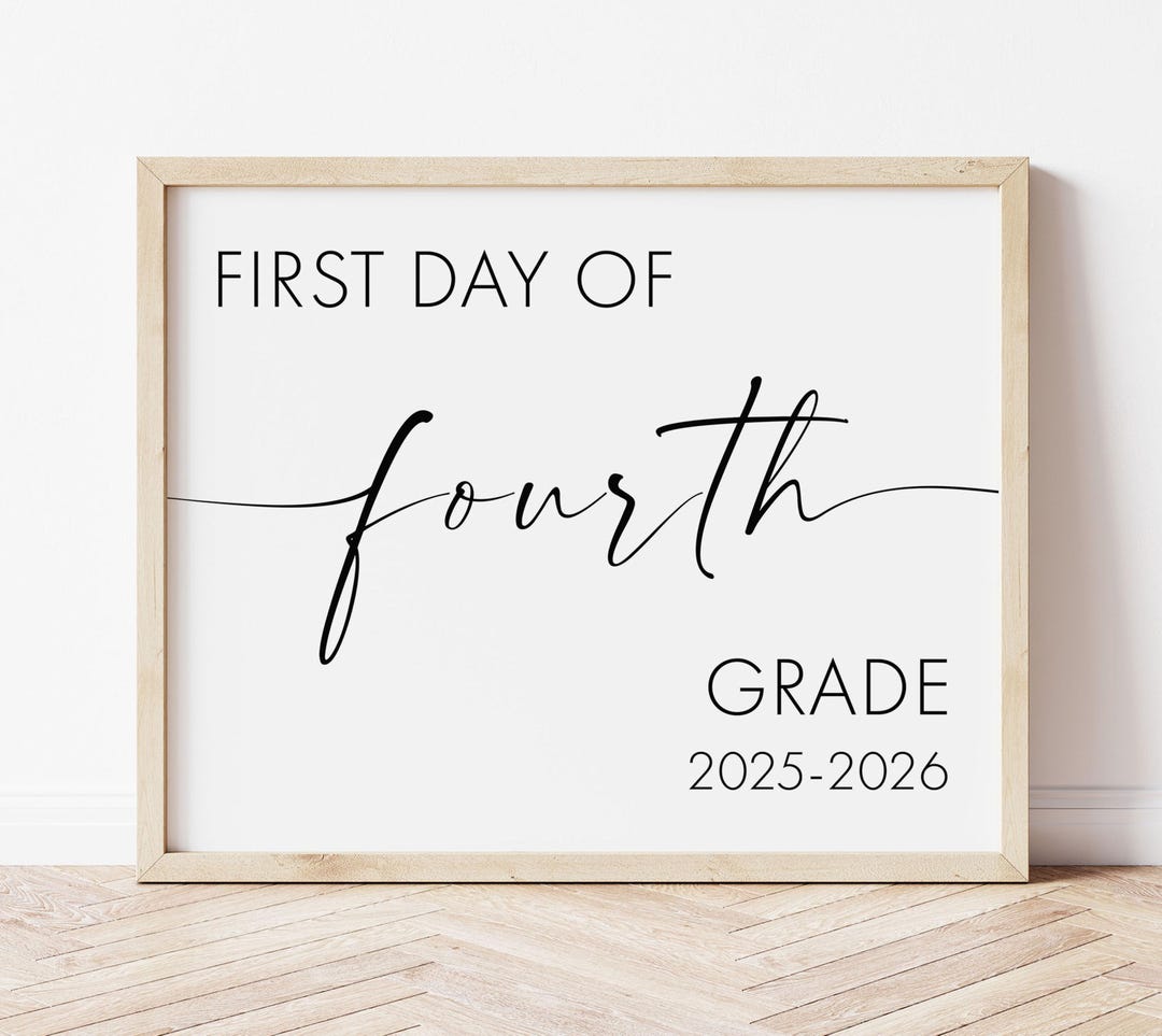 First Day of Fourth Grade Sign 2025-2026, 4th Grade Sign, Printable ...