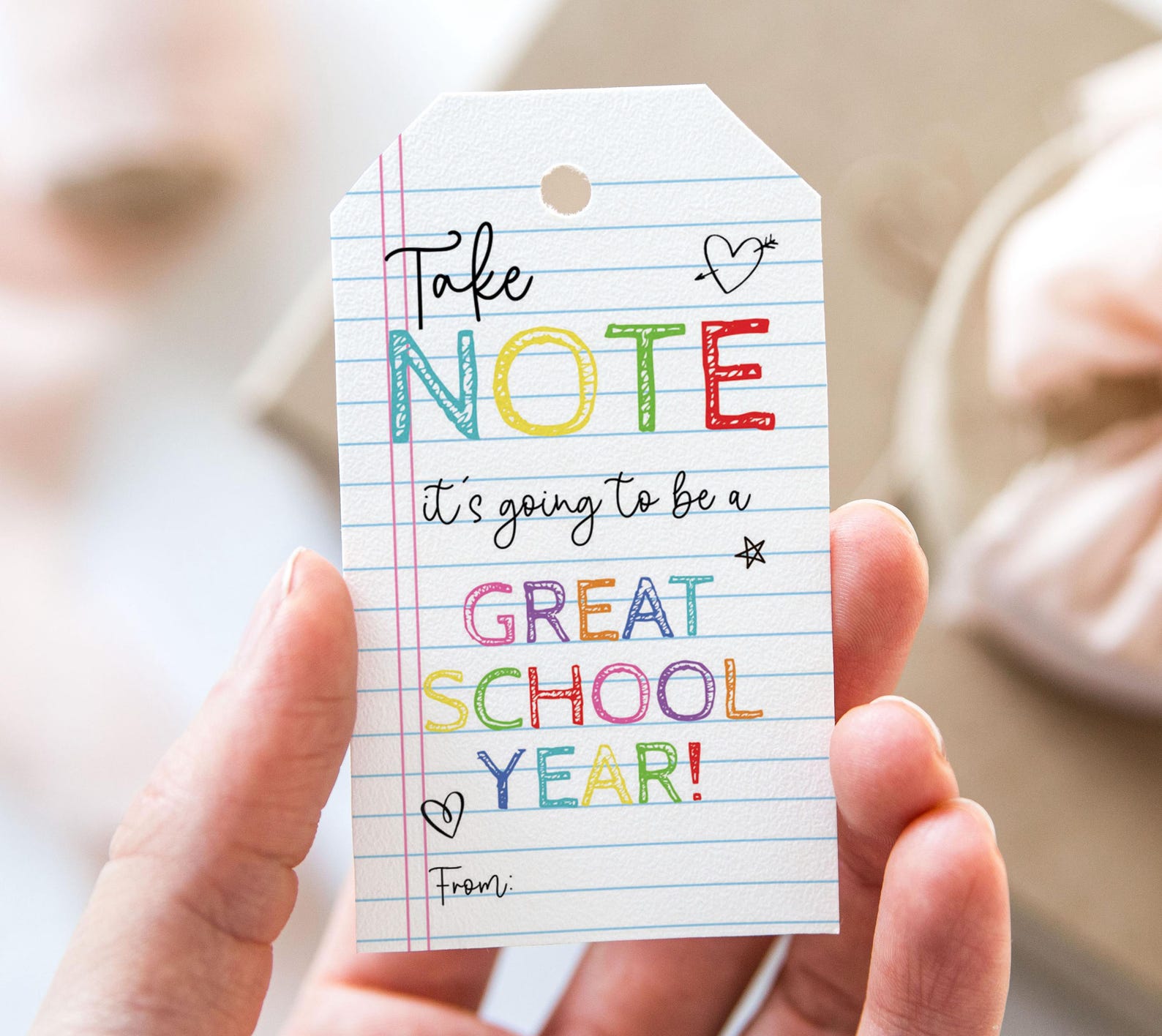 Take Note It's Going to Be a Great School Year Tag, Printable First Day ...