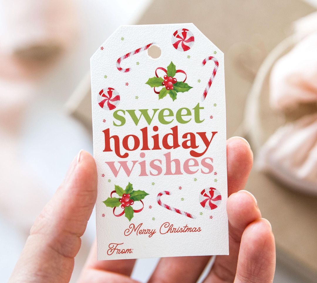 Sweet Holiday Wishes Tag, Printable Merry Christmas Favor Tags ...