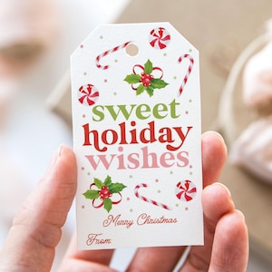Sweet Holiday Wishes Tag, Printable Merry Christmas Favor Tags ...