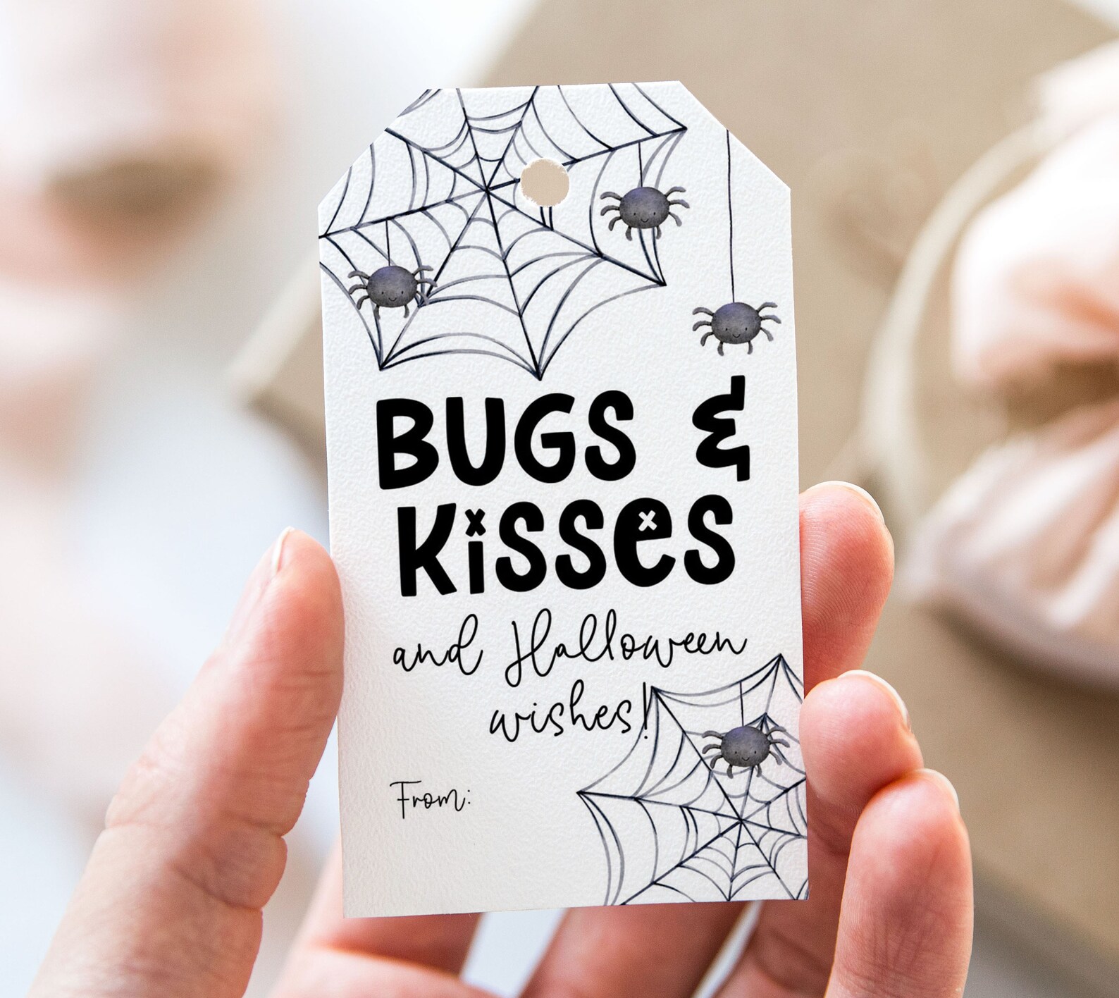Bugs & Kisses and Halloween Wishes Tag, Printable Happy Halloween Favor ...