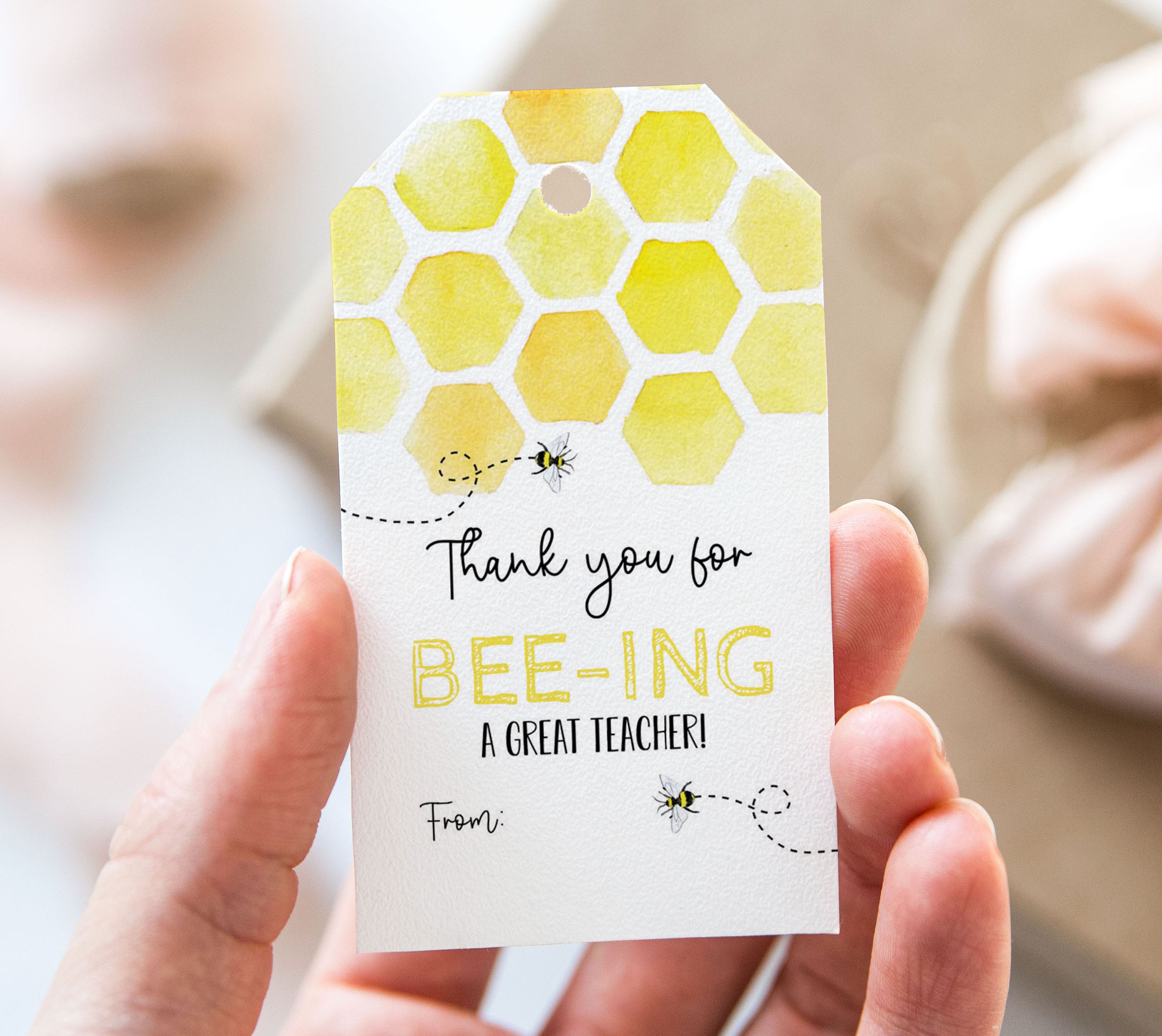 Thank You for Bee-ing a Great Teacher Tag, Printable End of School Year ...