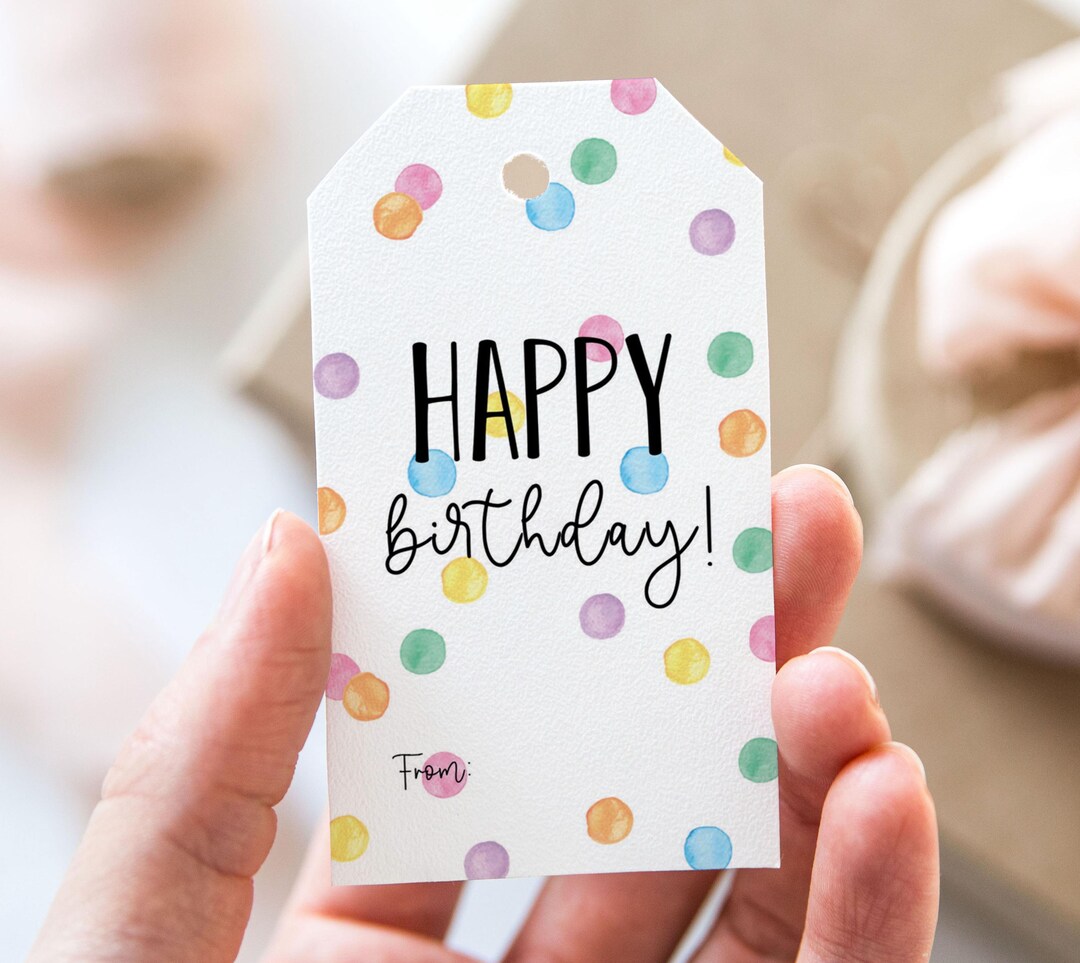 Happy Birthday Tag, Printable Happy Birthday Favor Tags, Rainbow ...