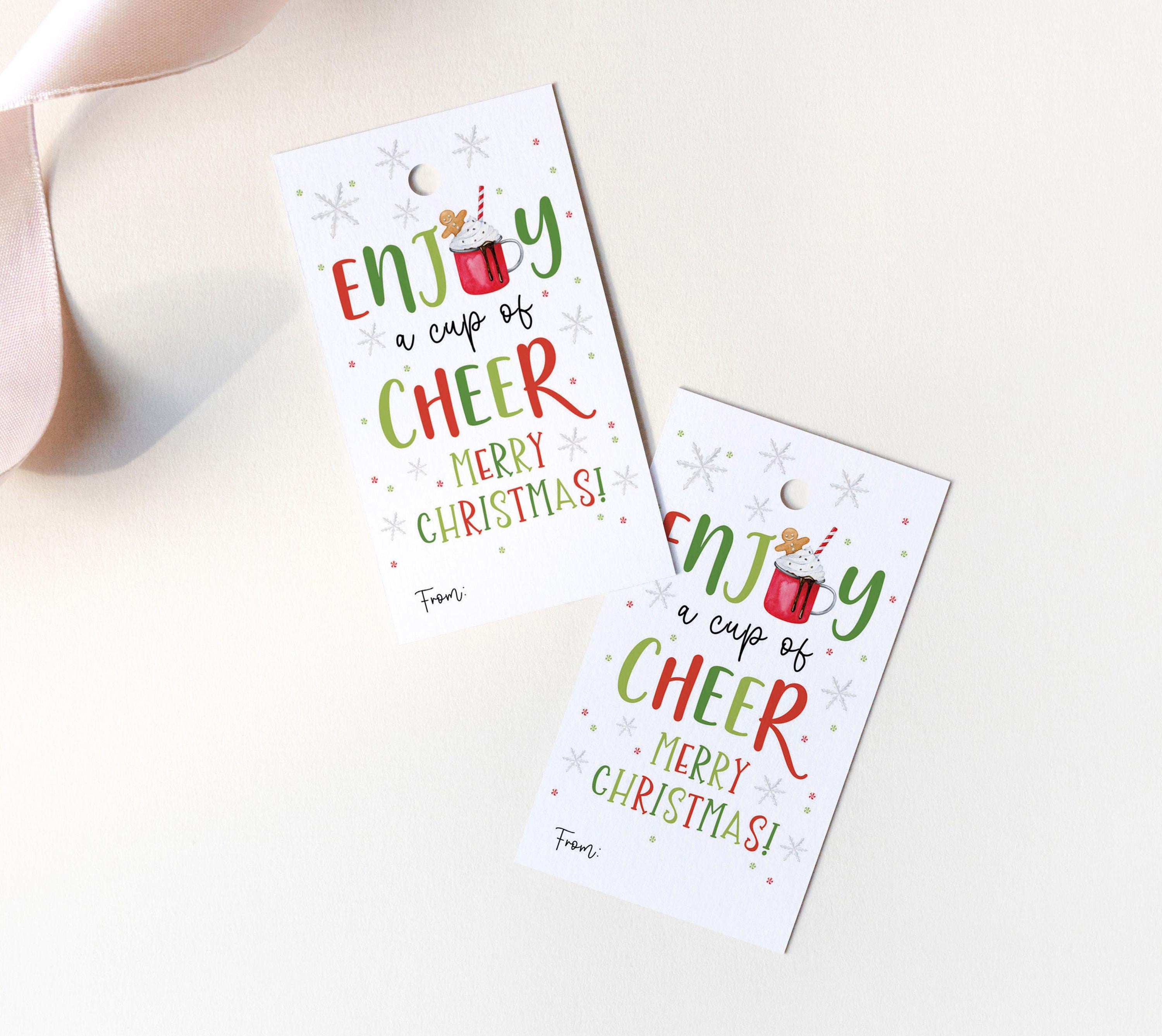 Enjoy a Cup of Cheer Hot Cocoa Tag, Hot Chocolate Mug Tag, Printable ...