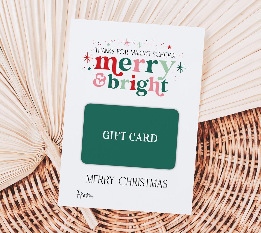 Thank You for Making School Merry & Bright Gift Card Holder, Printable ...