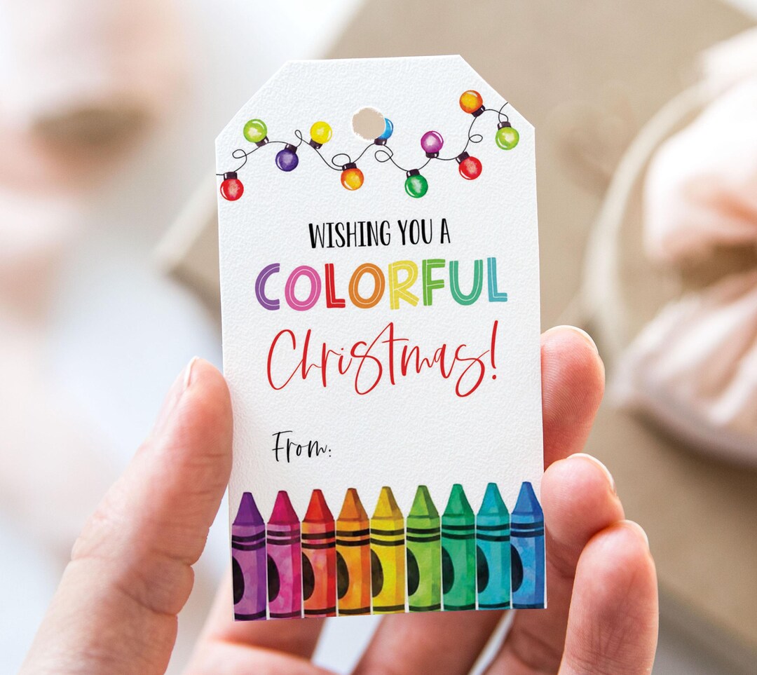 Wishing You A Colorful Christmas Tag, Printable Merry Christmas Favor ...