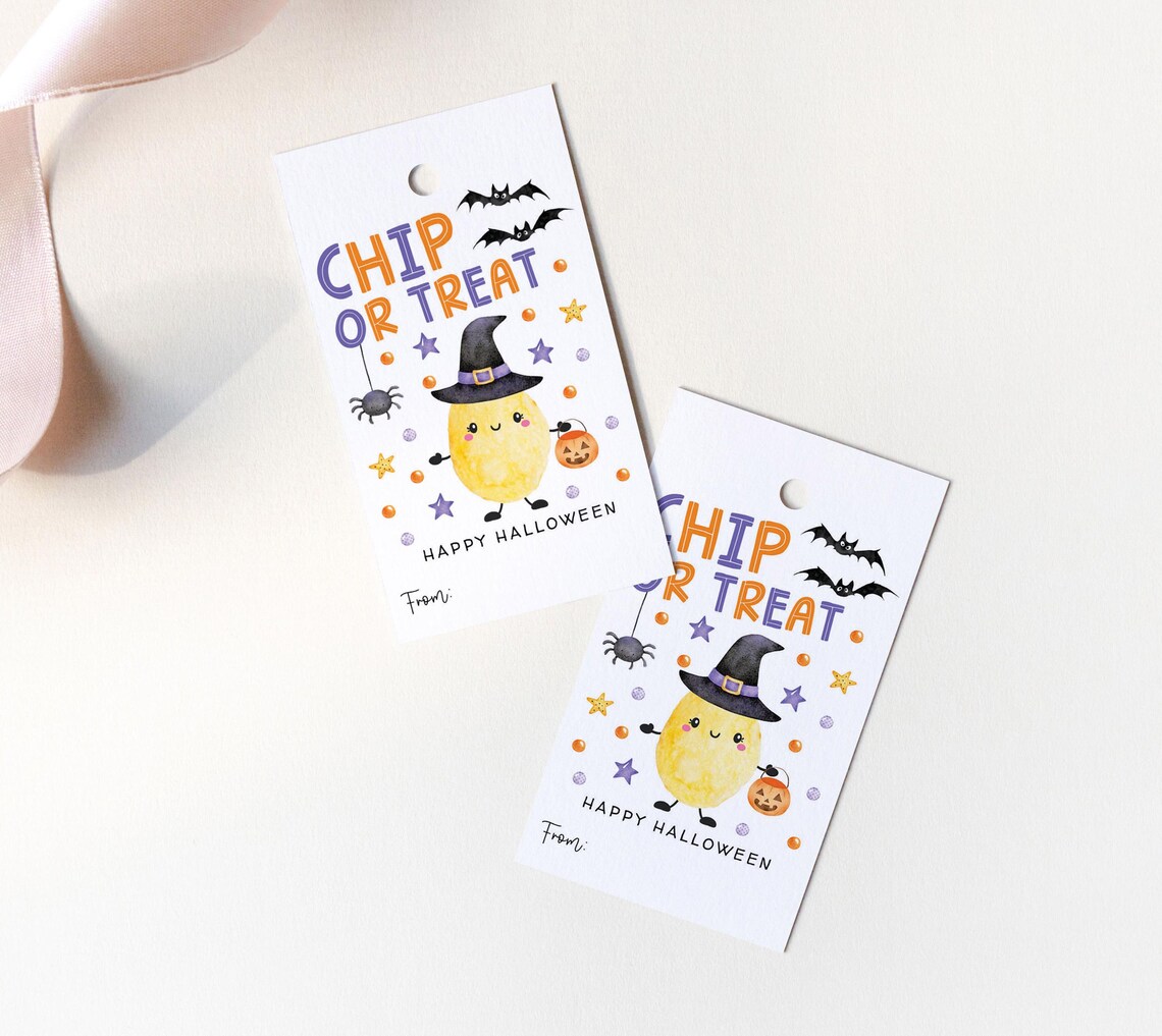 Chip or Treat Happy Halloween Chips Tag, Printable Happy Halloween ...