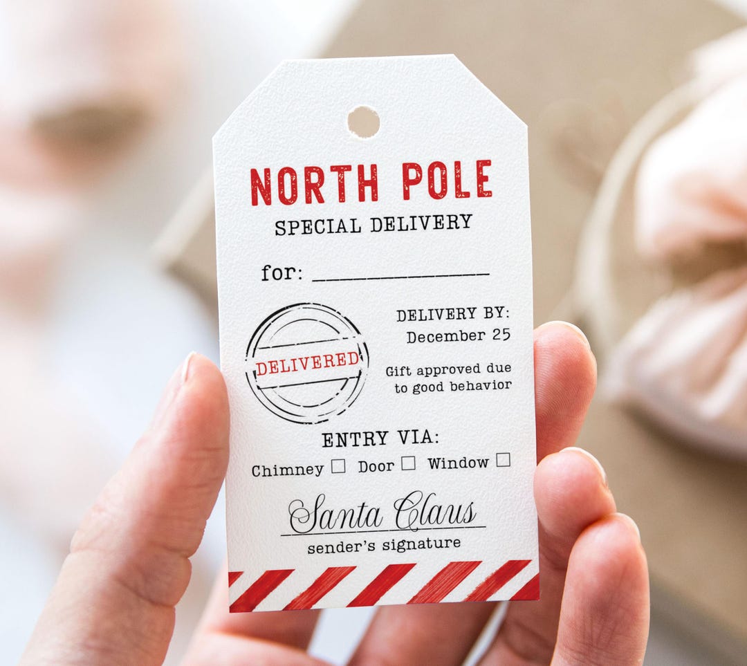 North Pole Special Delivery Christmas Tag, Printable Merry Christmas ...