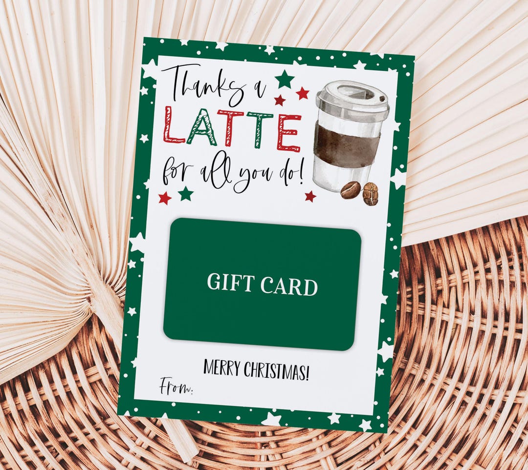 Thanks A Latte Gift Card Holder, Printable Merry Christmas Favor Tags ...