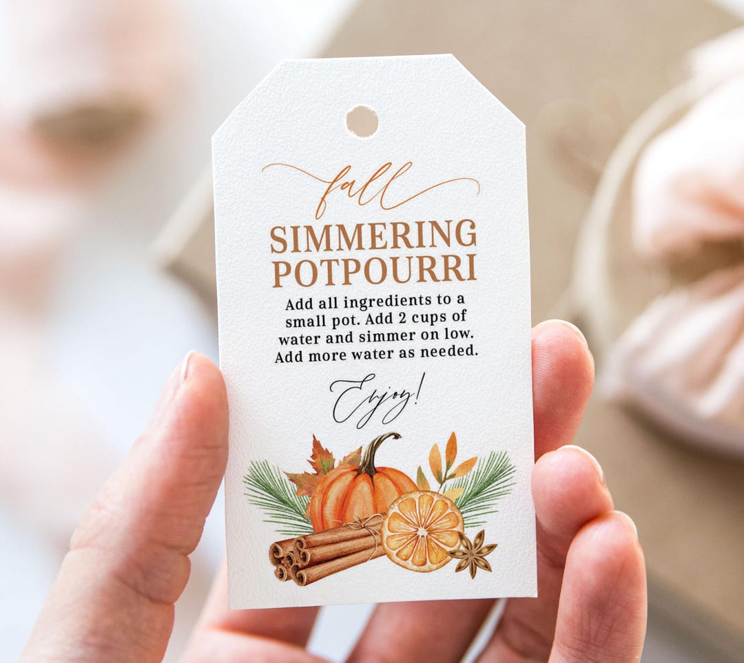 Fall Simmering Potpourri Tag, Printable Fall Favor Tags, Autumn ...