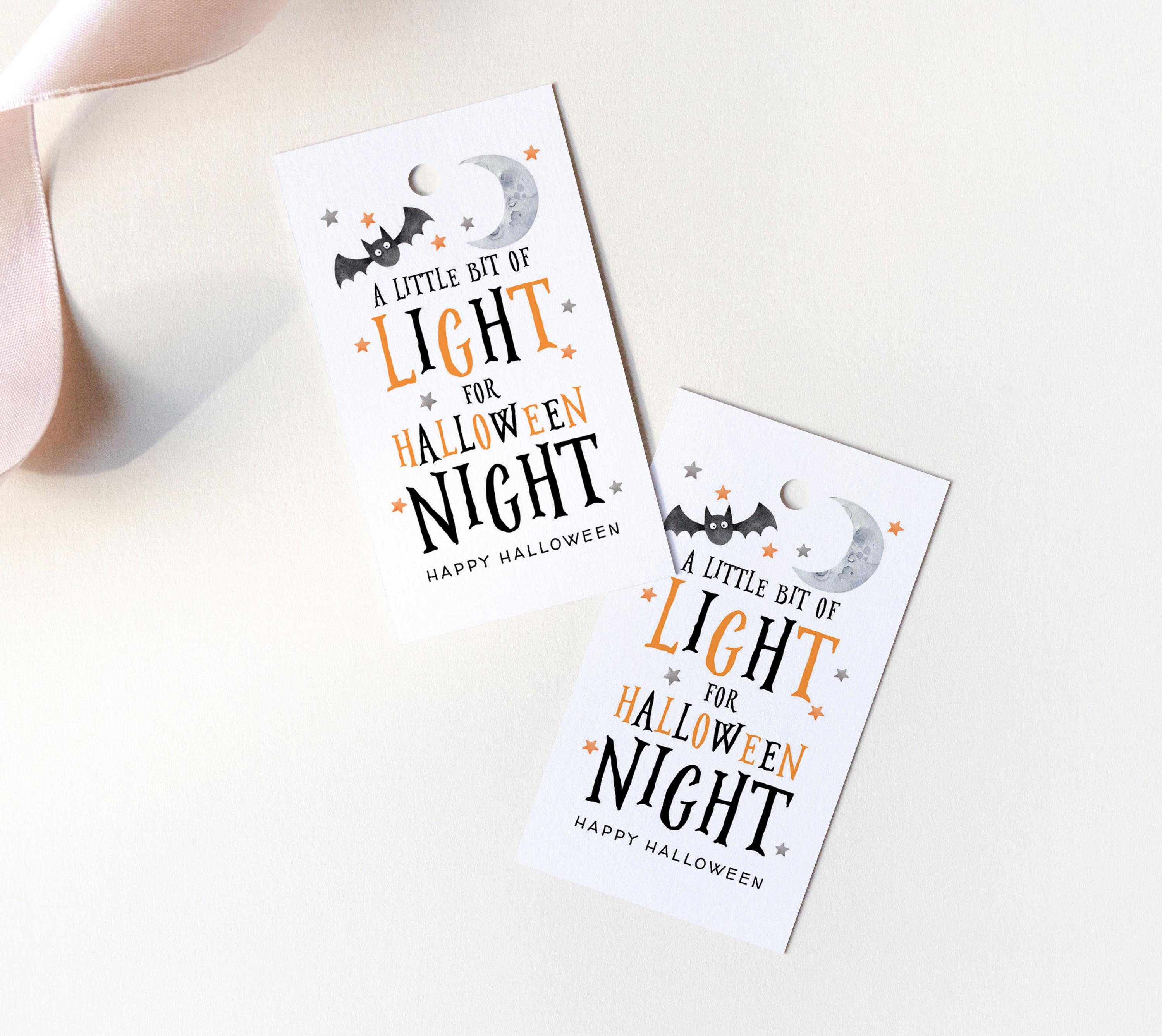 A Little Bit of Light for Halloween Night Tag, Glow Stick Holder ...