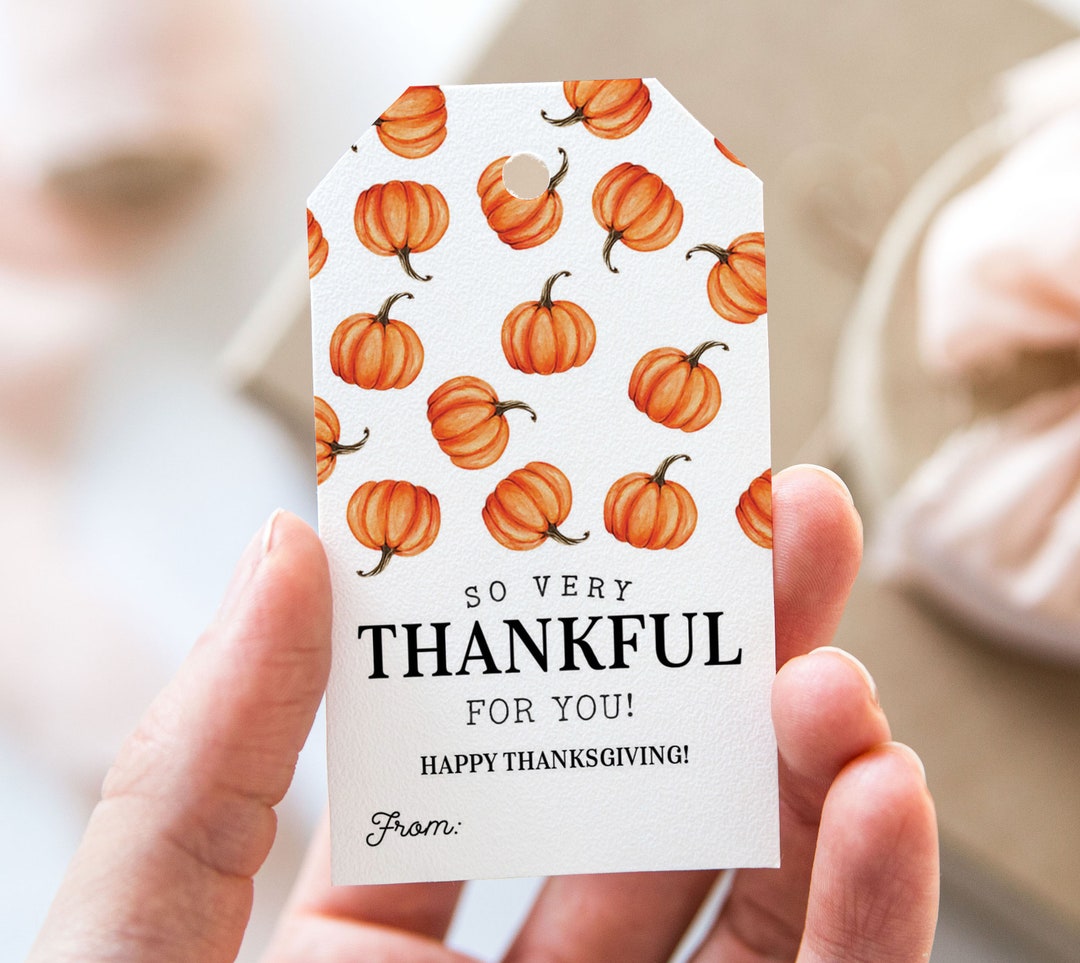 So Very Thankful for You Happy Thanksgiving Tag, Printable Fall Favor ...