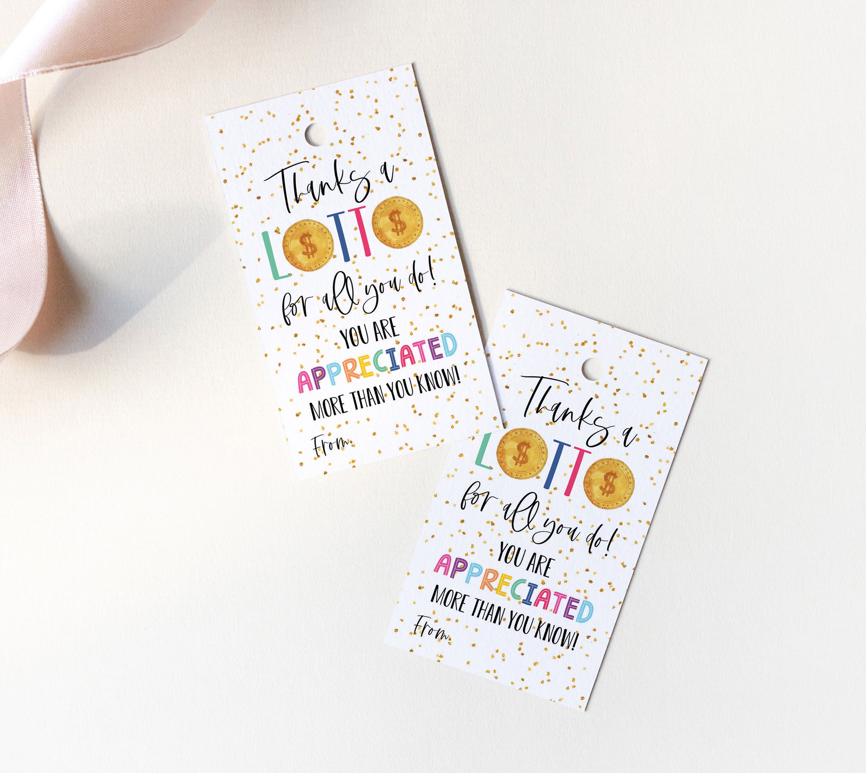 Thanks A Lotto Teacher Staff Appreciation Tag, Printable End of School ...