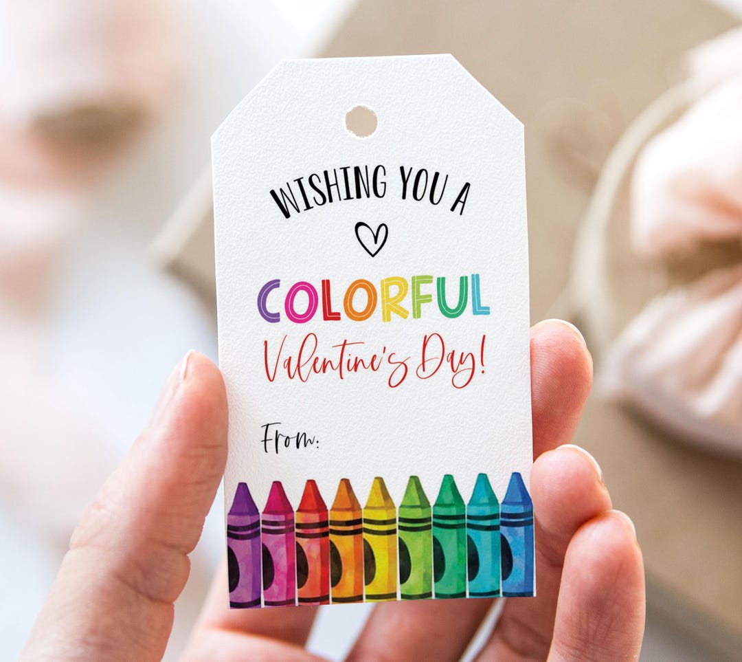 Wishing You A Colorful Valentine's Day Tag, Printable Happy Valentine's ...