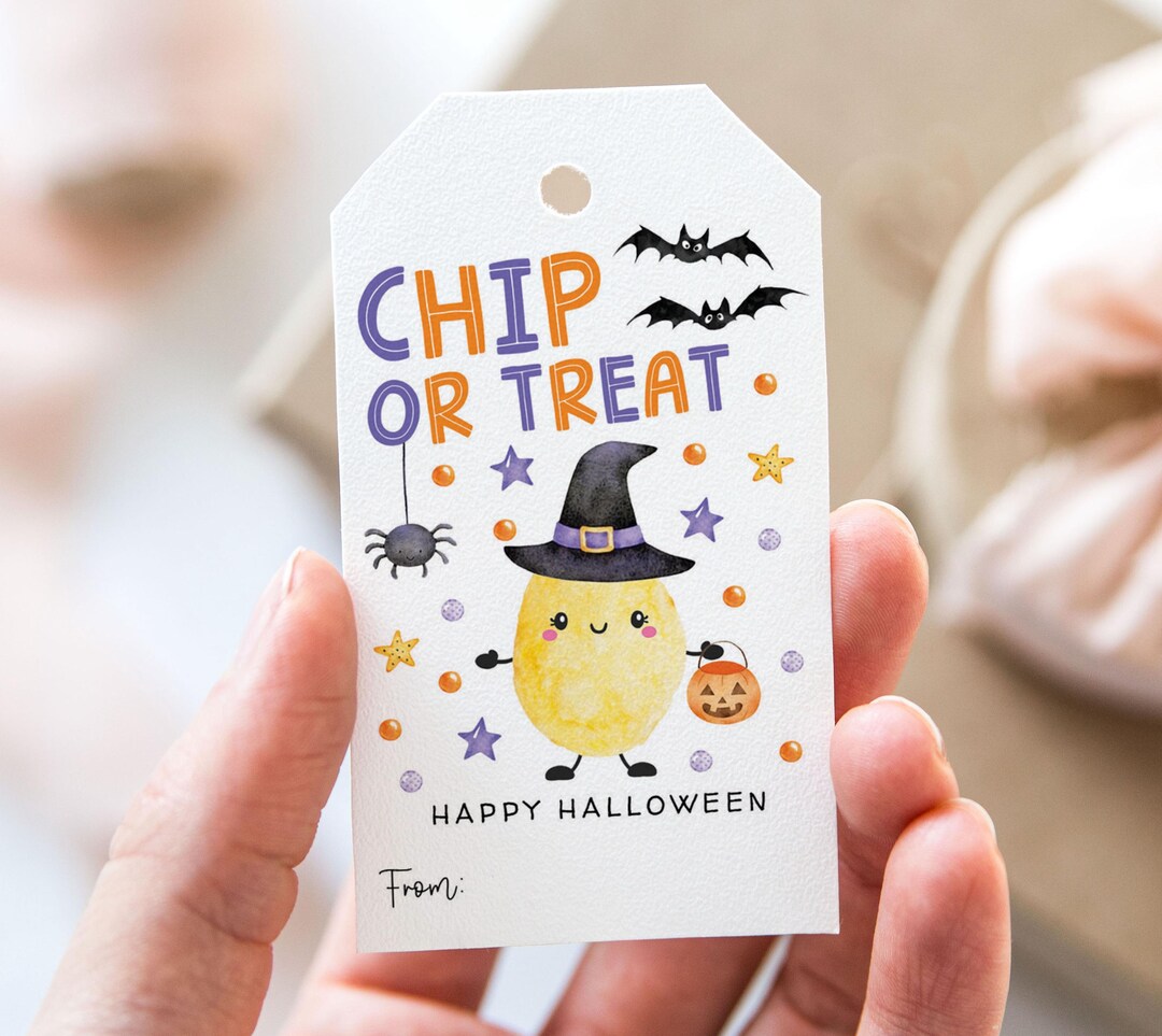 Chip or Treat Happy Halloween Chips Tag, Printable Happy Halloween ...