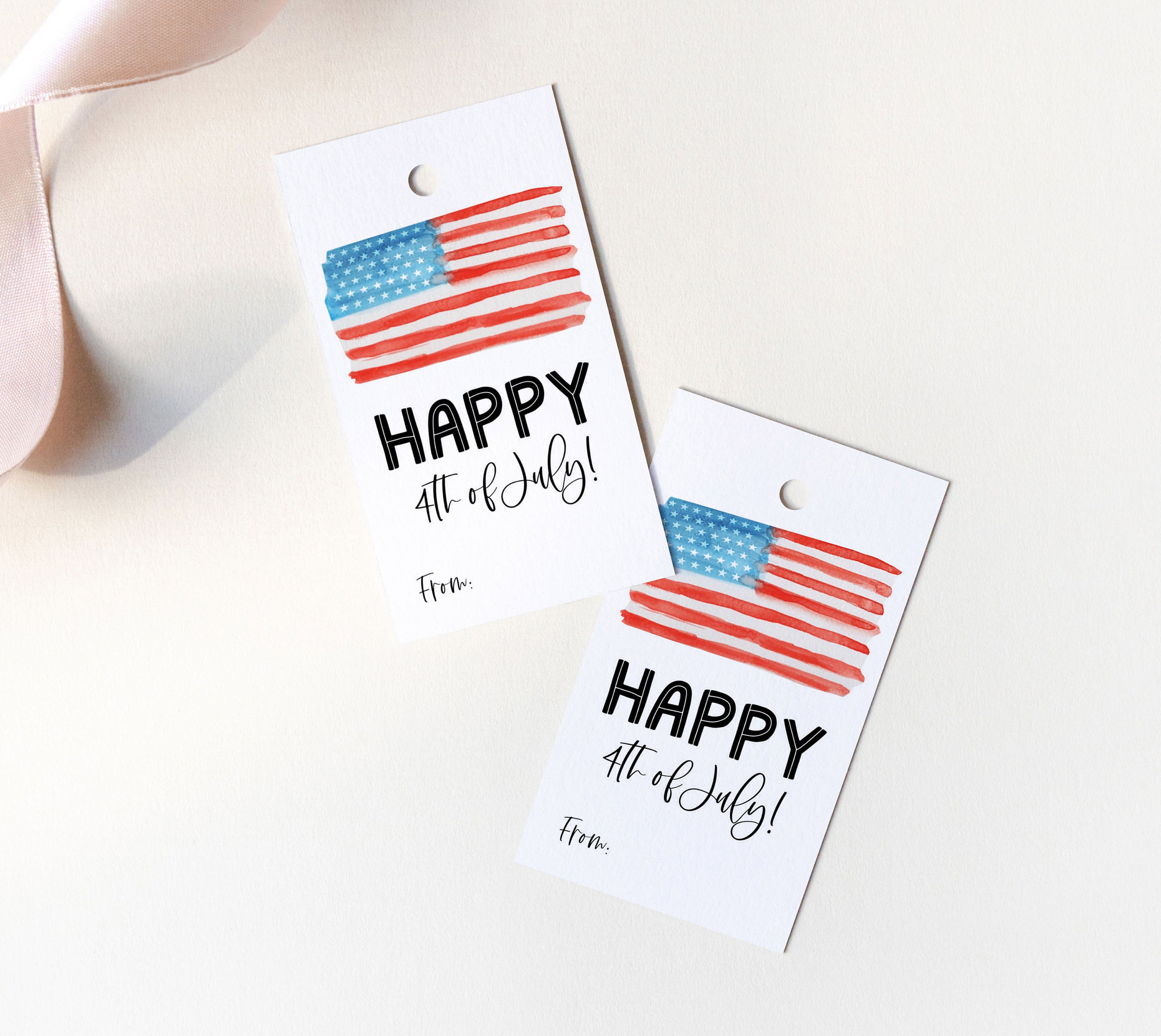 Happy 4th of July Tag, Printable 4th of July Favor Tags, American Flag ...