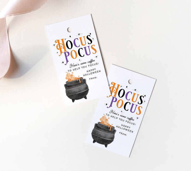 Hocus Pocus Here's Some Coffee to Help You Focus Tag, Printable Happy ...