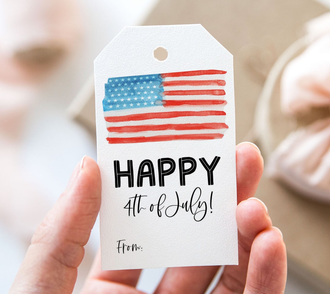 Happy 4th of July Tag, Printable 4th of July Favor Tags, American Flag ...