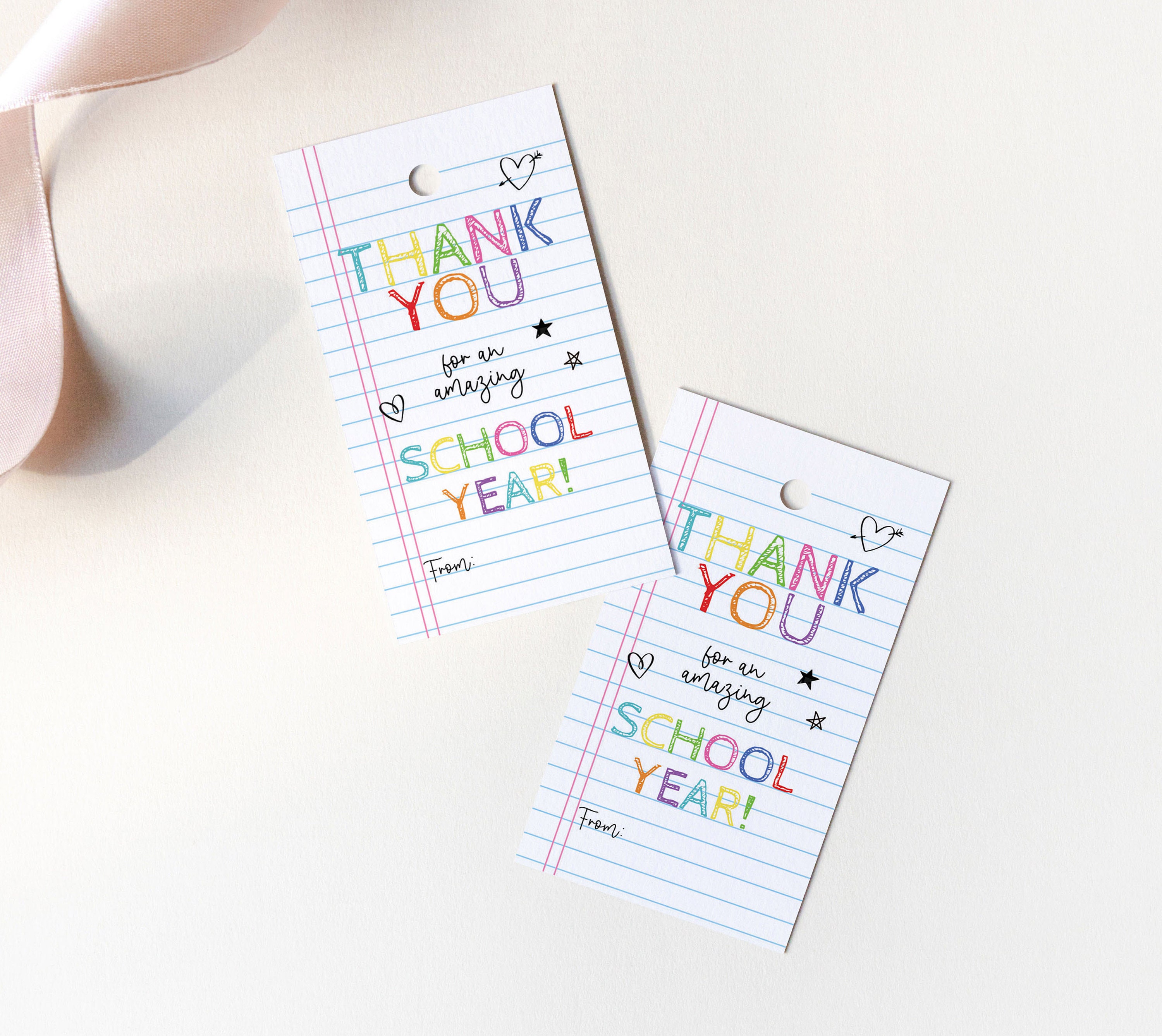 Thank You for A Great School Year Tag, Printable End of School Year ...