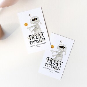 Treat Yourself Halloween Tag, Printable Happy Halloween Favor Tags ...