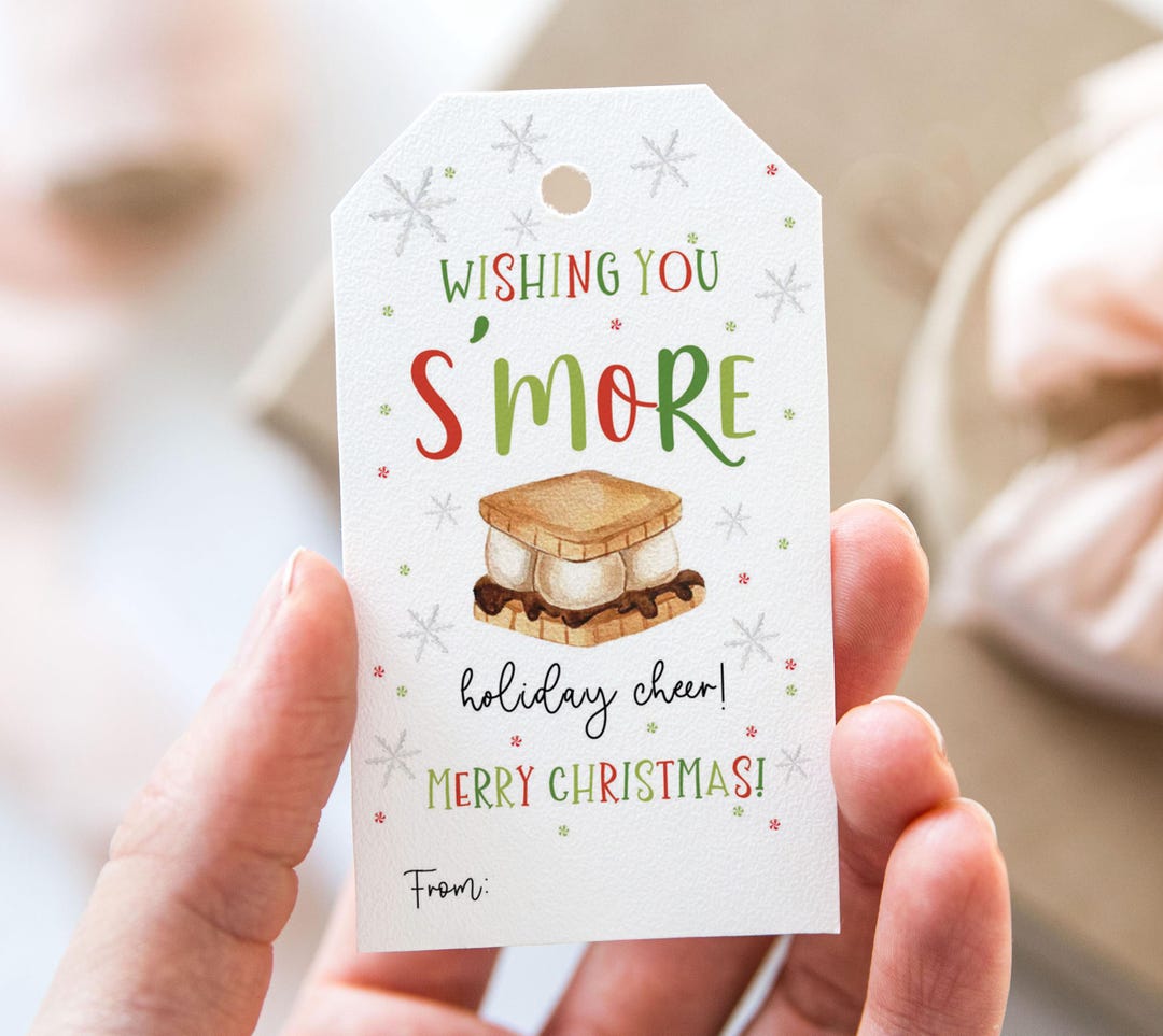 Wishing You S'more Holiday Cheer Tag, Printable Merry Christmas Favor ...
