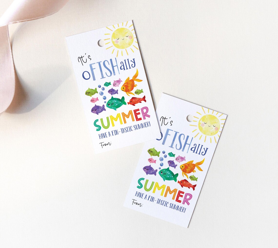 It's O-fish-ally Summer Tag, Printable End of School Year Favor Tags ...