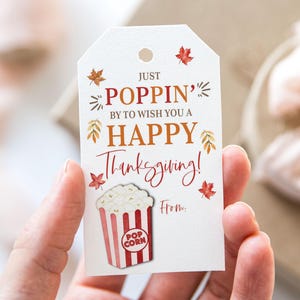 Just Poppin' by to Wish You A Happy Thanksgiving Tag, Printable Fall ...