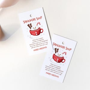 Snowman Soup Hot Chocolate Tag, Hot Cocoa Bomb Instructions, Printable ...