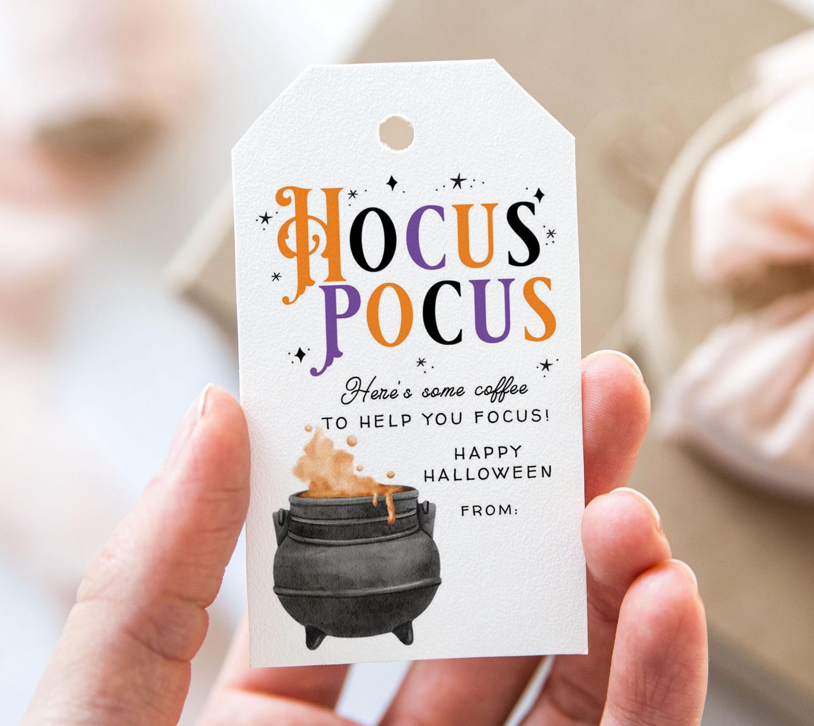 Hocus Pocus Here's Some Coffee to Help You Focus Tag, Printable Happy ...