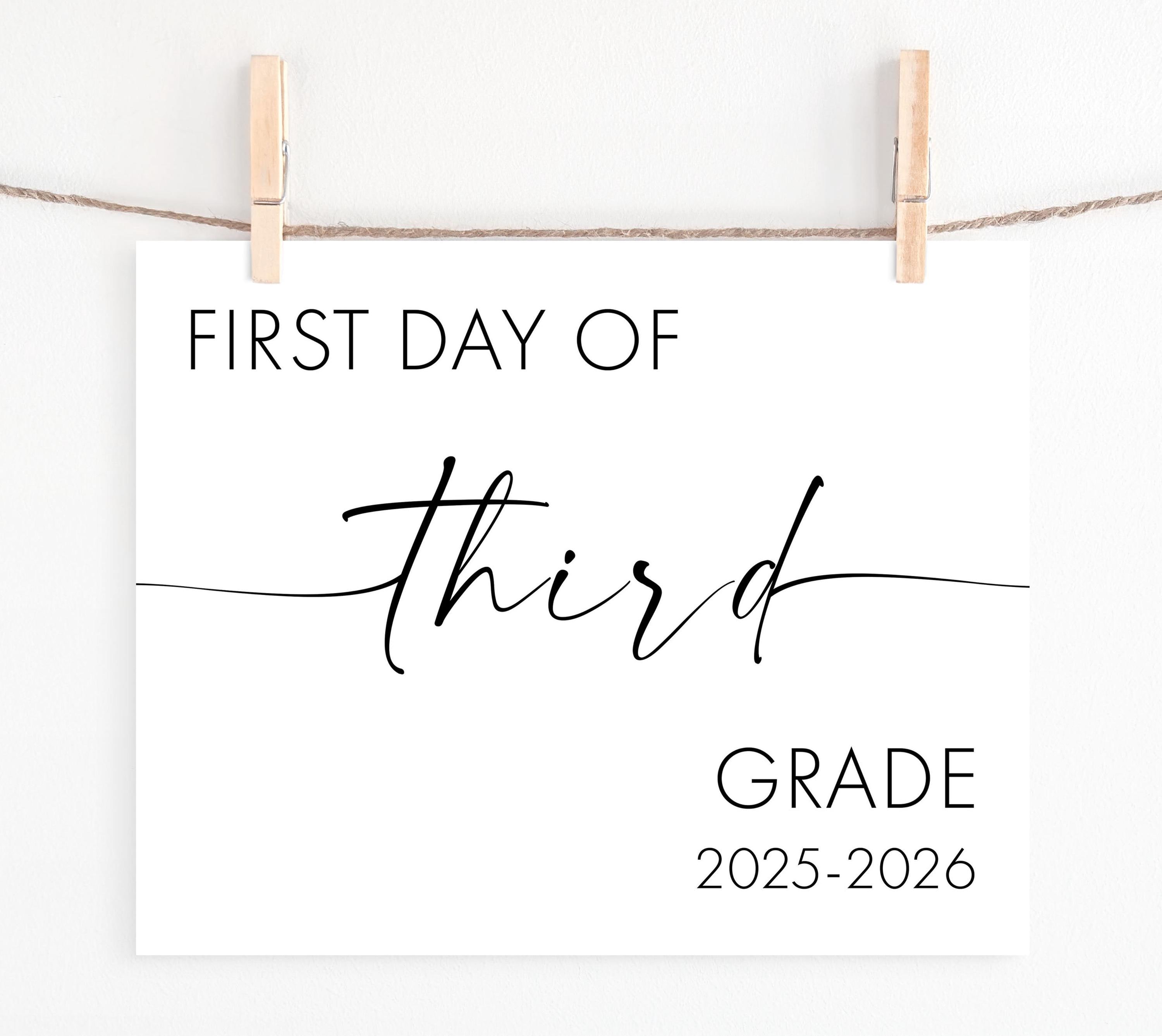 First Day of Third Grade Sign 2025-2026, 3rd Grade Sign, Printable ...