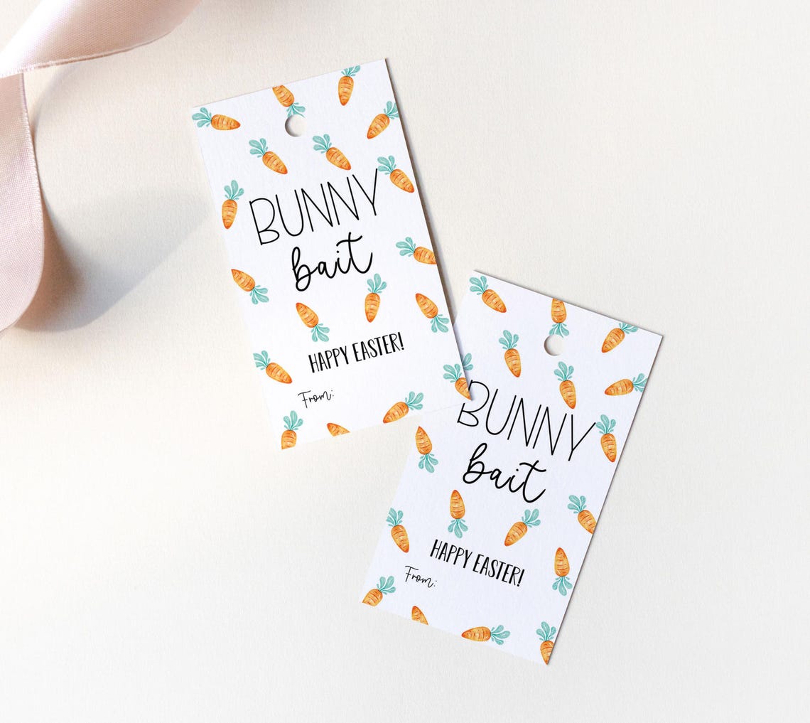 Bunny Bait Carrots Tag, Printable Happy Easter Favor Tags, Carrot ...