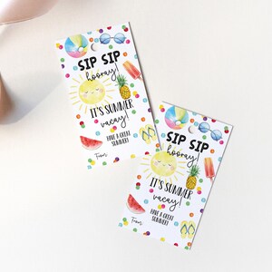 Sip Sip Hooray It's Summer Vacay Tag, Printable End of School Year ...