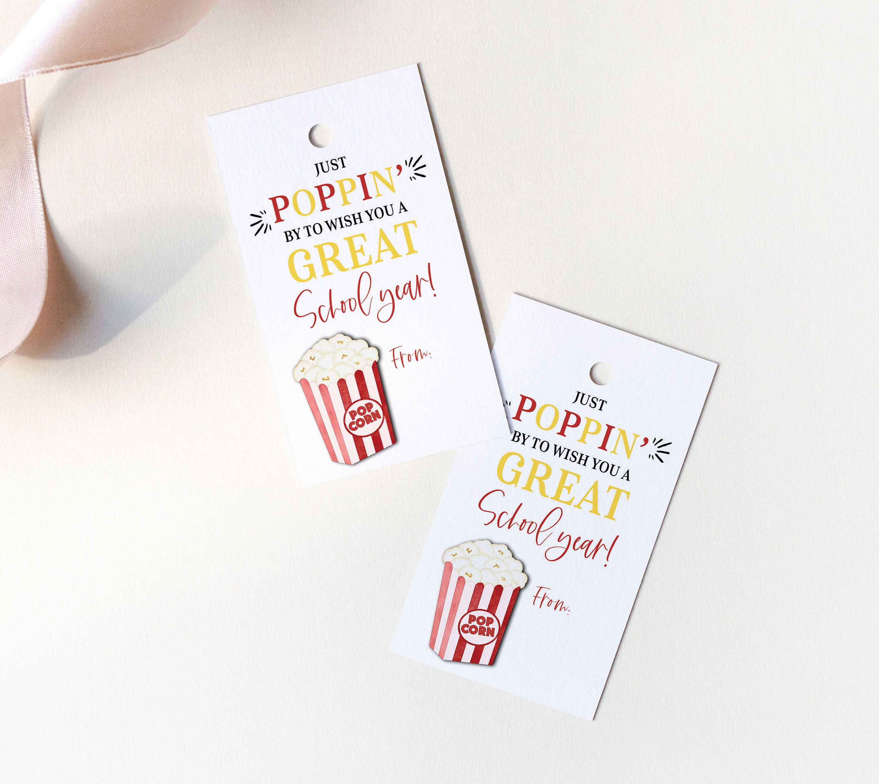 Just Poppin' by to Wish You A Great School Year Tag, Printable First ...