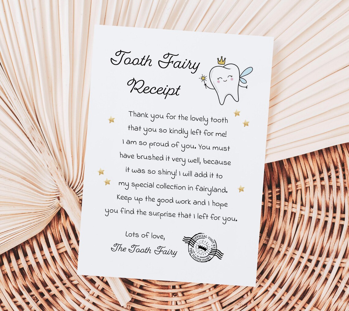 Tooth Fairy Receipt, Letter From the Tooth Fairy, Printable First Tooth ...