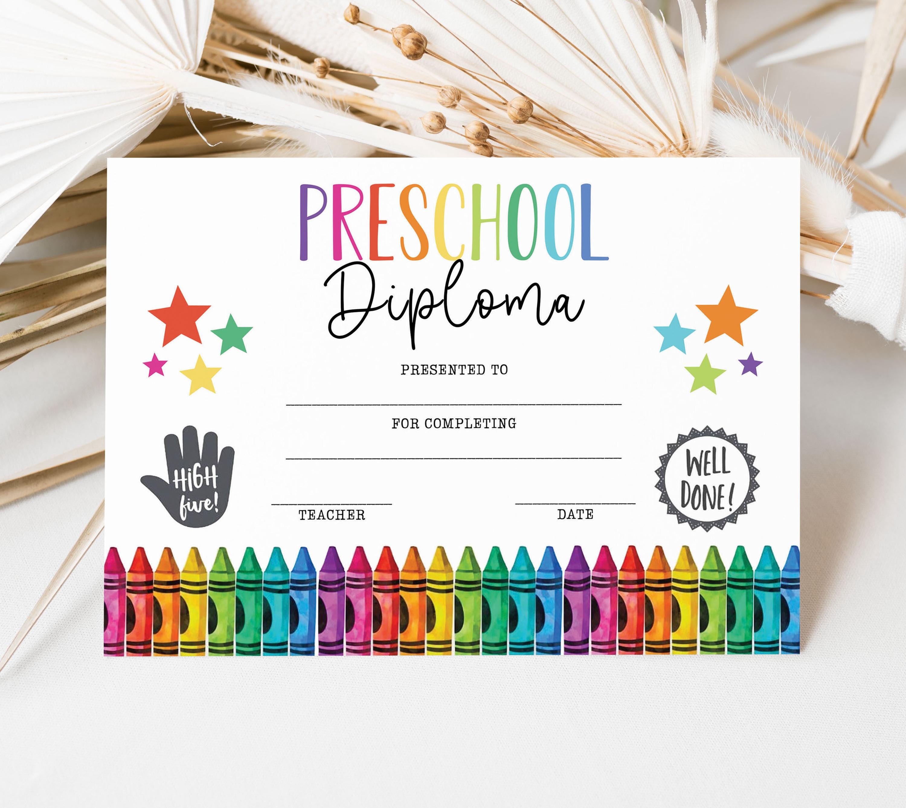 Preschool Diploma Card, Printable Preschool Graduation Certificate, End ...