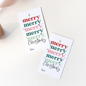 Merry Christmas Tag, Printable Merry Christmas Favor Tags, Colorful ...