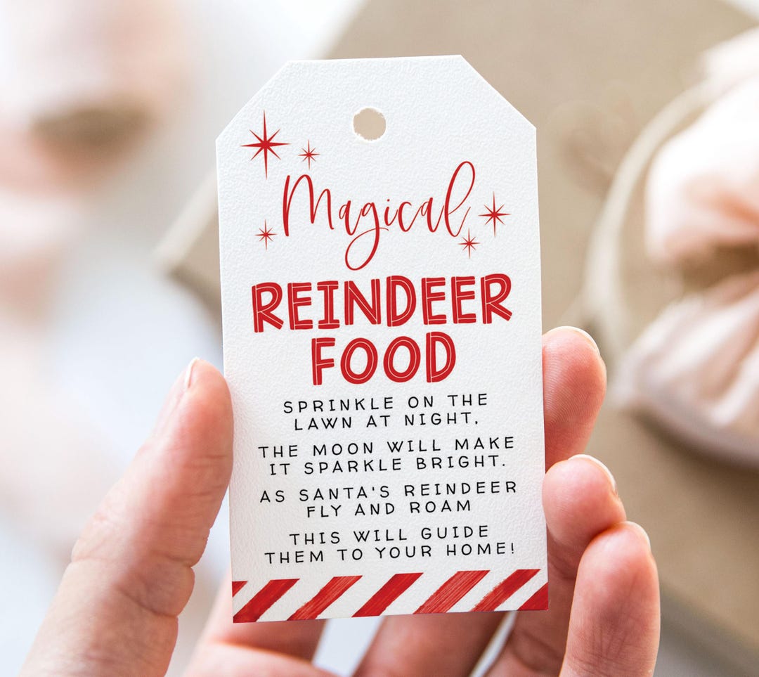 Magical Reindeer Food Tag, Printable Merry Christmas Favor Tags ...