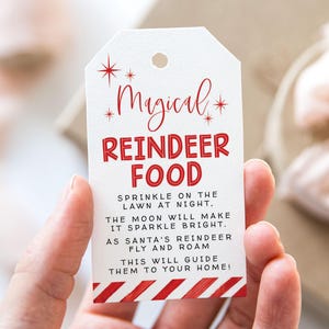 Magical Reindeer Food Tag, Printable Merry Christmas Favor Tags ...