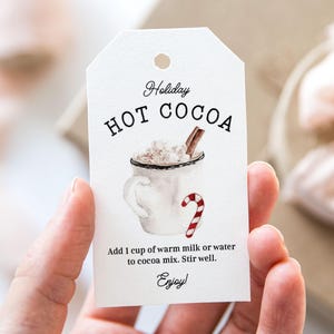 Holiday Hot Cocoa Tag, Hot Chocolate Mix Instructions, Printable Merry ...