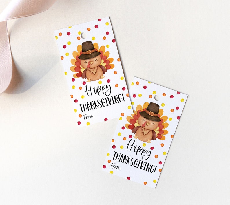 Happy Thanksgiving Tag, Printable Fall Favor Tags, Turkey Friendsgiving ...