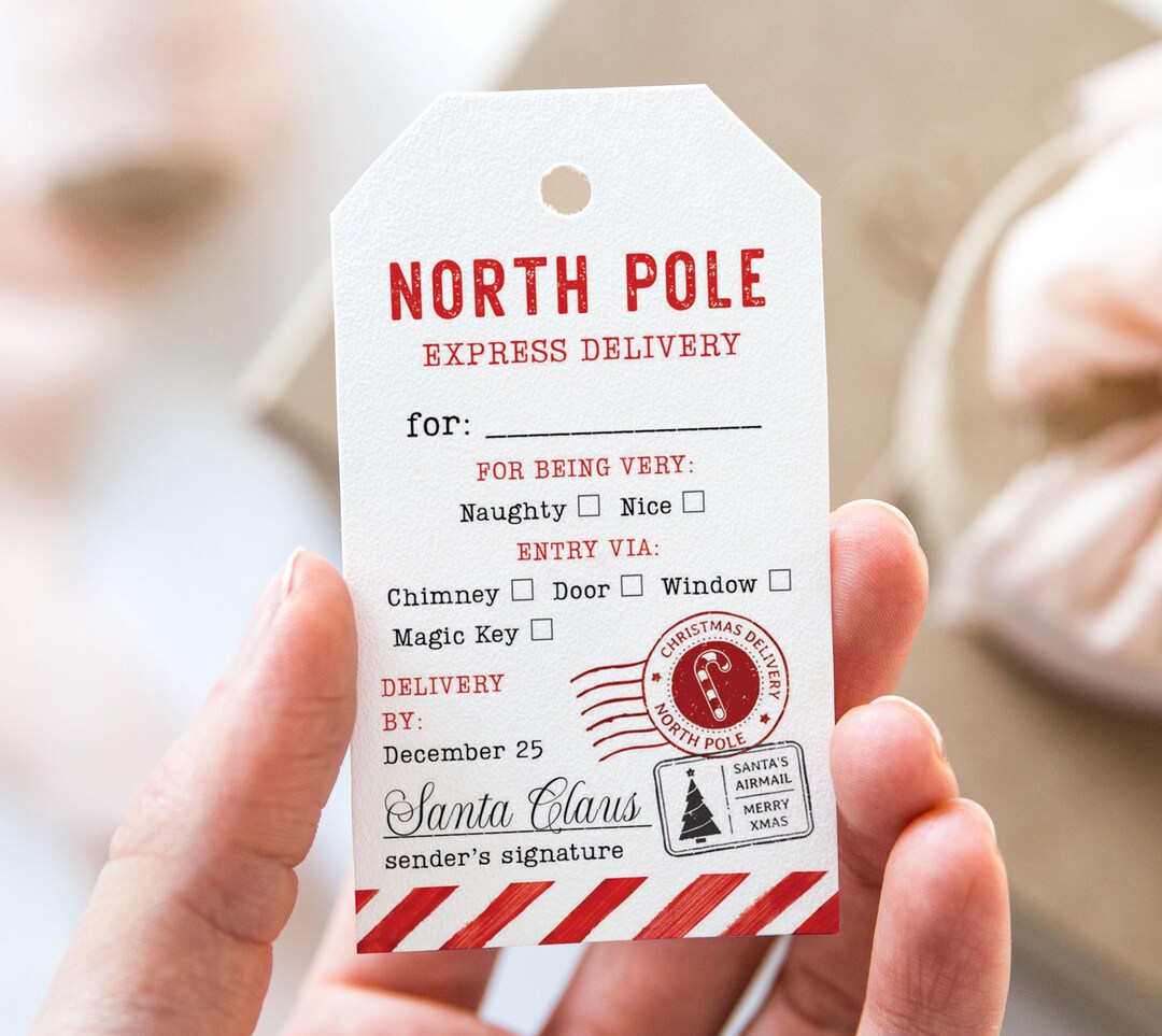 North Pole Express Delivery Christmas Tag, Printable Merry Christmas ...