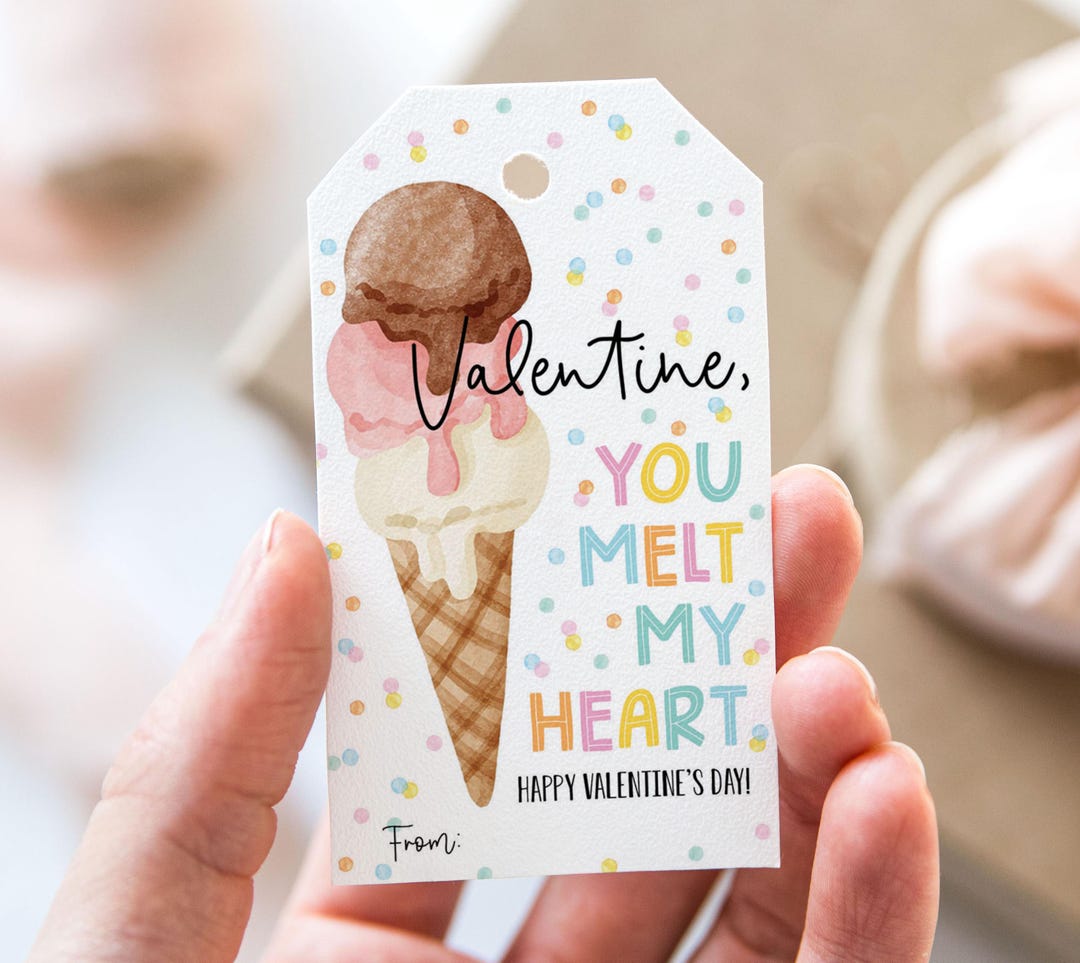 Valentine You Melt My Heart Tag, Printable Happy Valentine's Day Favor ...