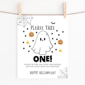 Please Take One Treat Sign, Trick or Treat Table Sign, Printable Happy ...