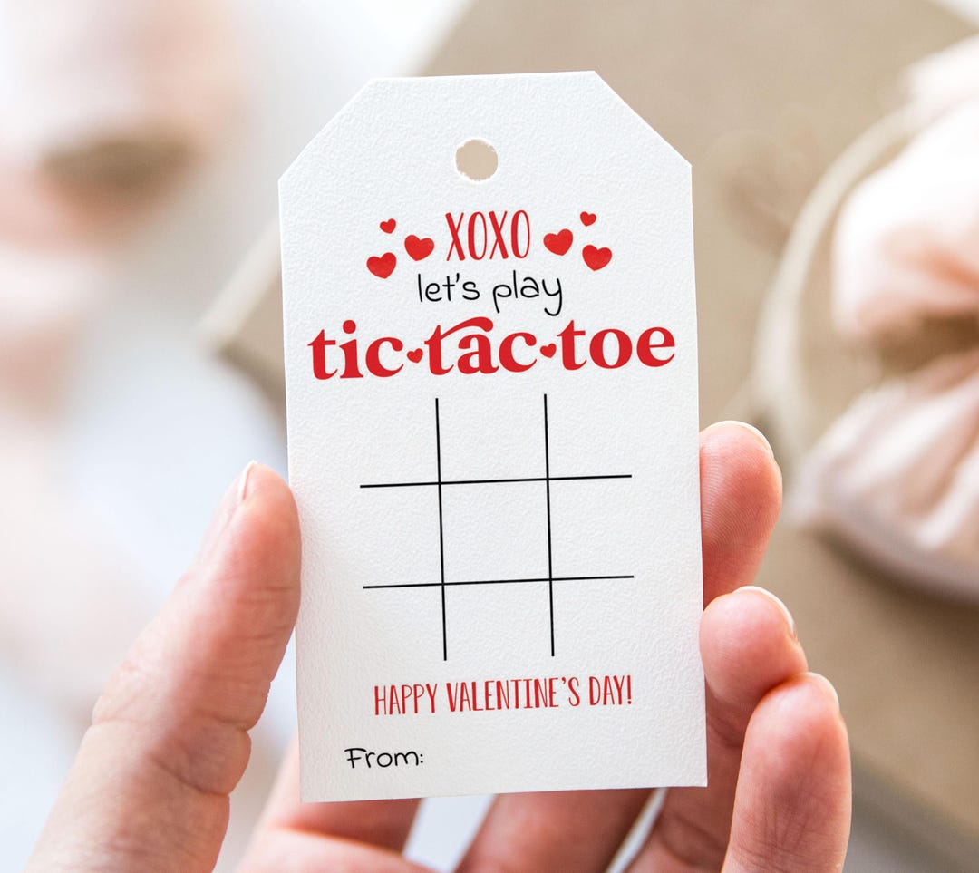 XOXO Let's Play Tic Tac Toe Game Tag, Printable Happy Valentine's Day ...